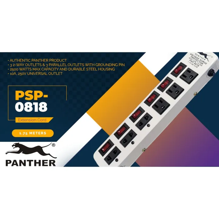 Panther Extension Cord w/ Voltage Surge Protector PSP-0818 | Lazada PH