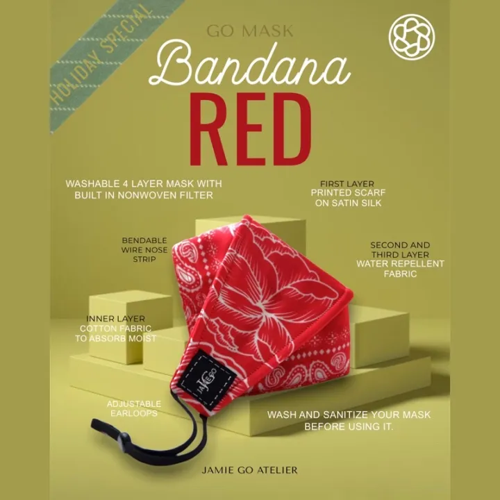 ♚Bandana RED by Jamie Go Atelier | Lazada PH