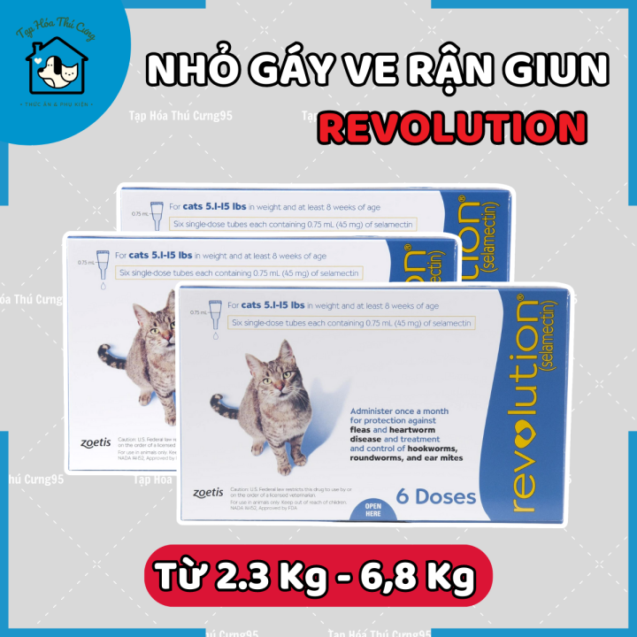 3 ống REVOLUTION nhỏ gáy ve, rận, giun mèo 2.3-6.8kg | Lazada.vn