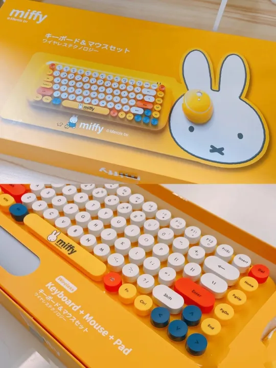 Miffy X MIPOW 2.4G Wireless Keyboard Set Mixed Candy Color Roud Keycap ...