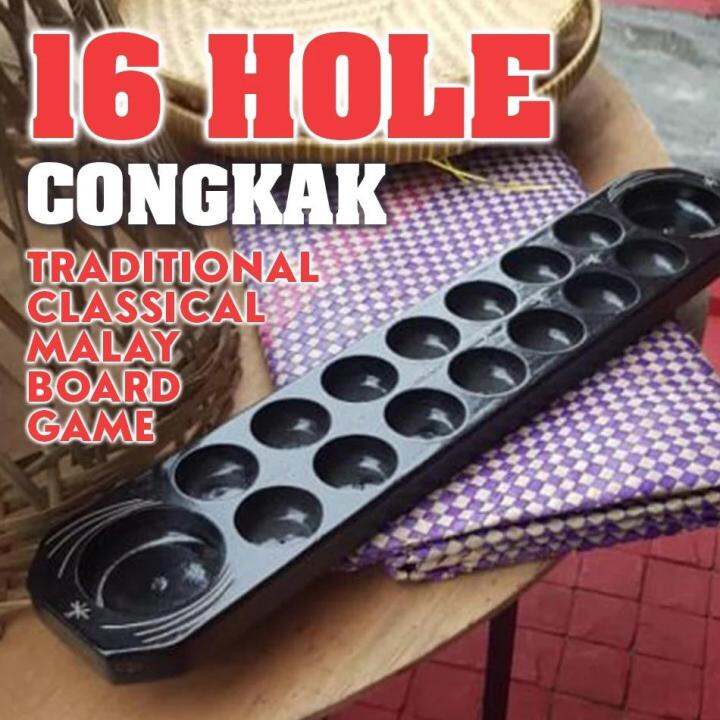 idrop 16 Hole Congkak Classic Traditional Malay Full Wood Board Game ...