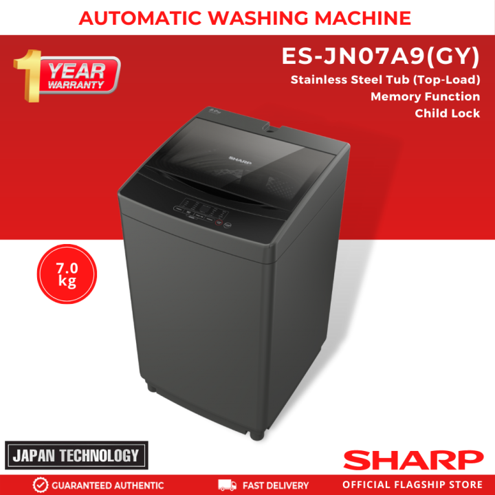 Sharp ES-JN07A9(GY) 7.0Kg. Fully Automatic Top Load Washing Machine ...