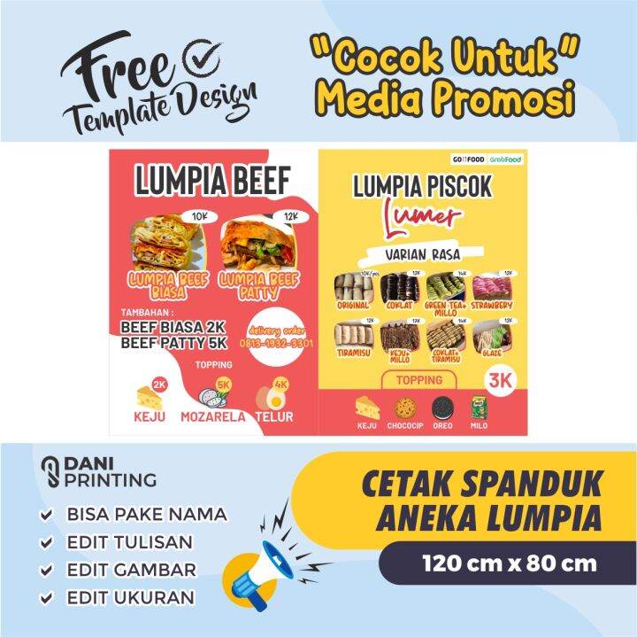 Banner Spanduk ANEKA LUMPIA & PISCOK 120 X 80 cm BISA DI EDIT | Lazada ...