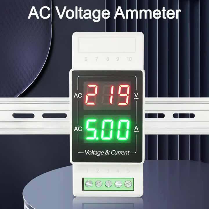 Rail-Type Three-Digit Led Digital Display Ac Voltage Ammeter Ac380V ...