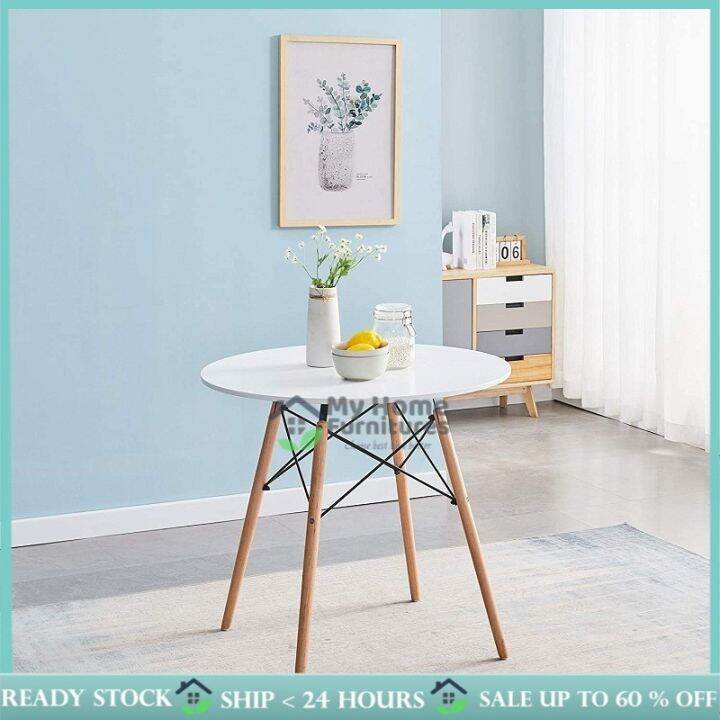 Nordic Style Table Wood Leg Round Dining Tables Coffee Tables/ Meja ...