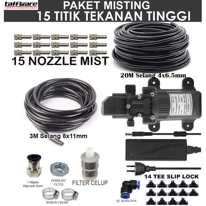 Alat Misting / Kabut/ Embun 15 Titik Nozlle Slip Lock 0.1mm - Pompa DP ...
