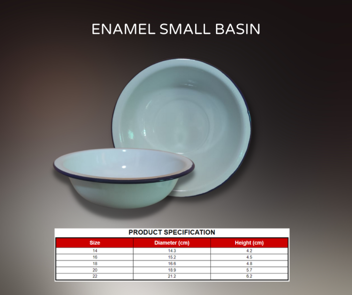 Enamel SMALL BASIN / Kitchen Enamelware Set / Losa / Sartin | Lazada PH