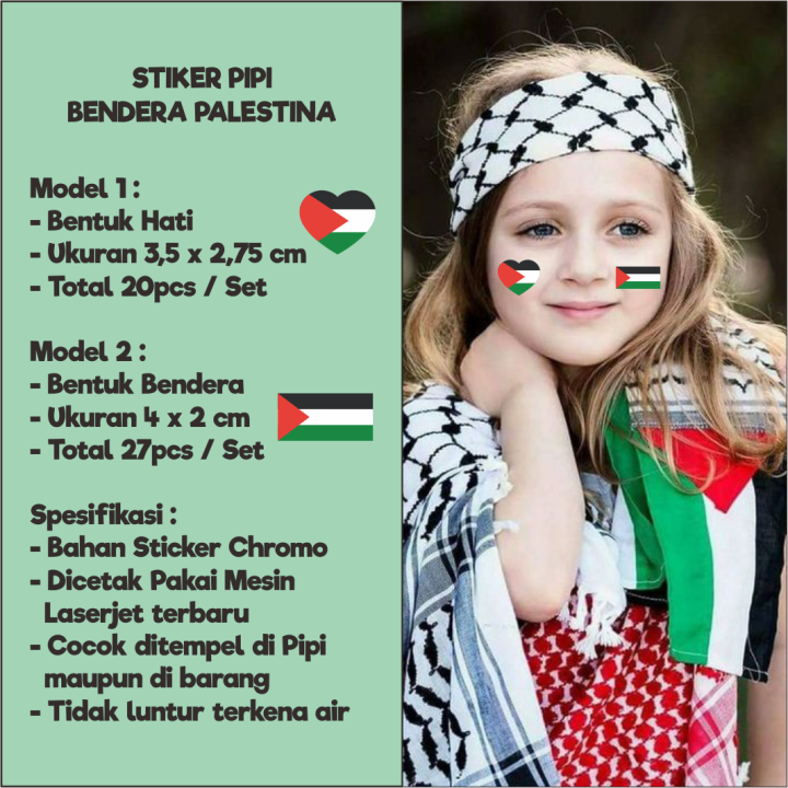 BA196 Stiker Sticker Pipi Bendera Palestina Palestine 1 Set isi 20 ...