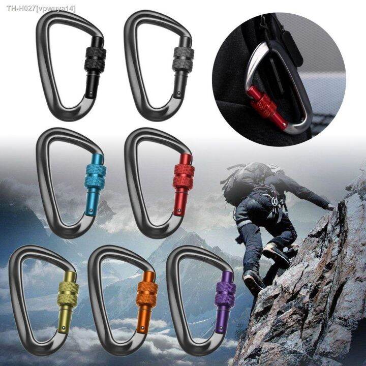 ☢⊕ 12KN 7075 Climbing Carabiner D Shape Security Safety Locks ...