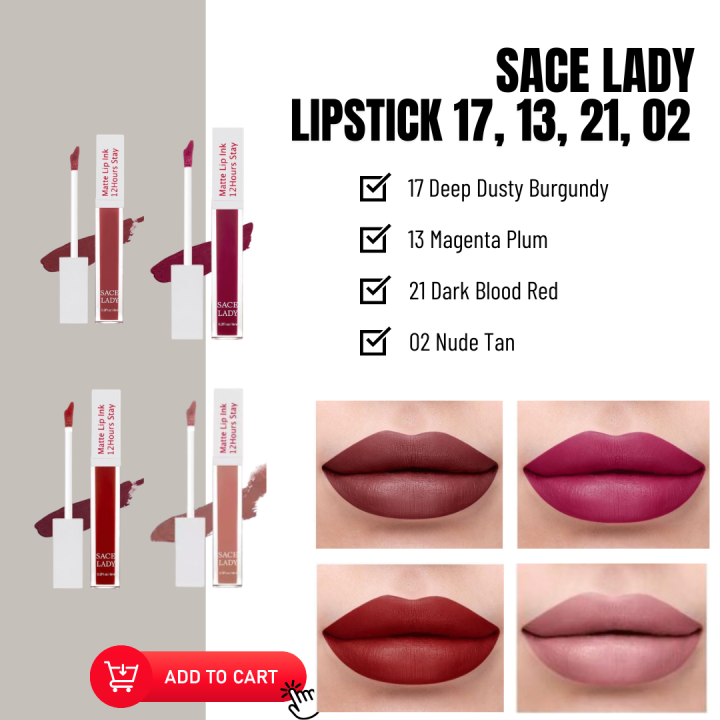 SACE LADY Matte Lip Ink 12 Hour Stay Waterproof Lipstick All Shades and ...