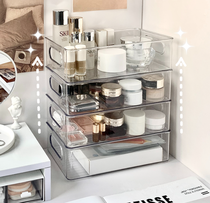Stackable cosmetic storage box for clear plastic storage boxes in ...
