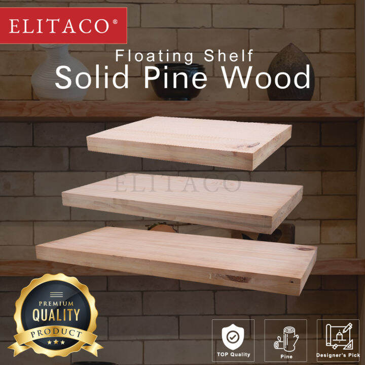 【ELITACO】35mm Solid Pine Wood 165mm 250mm Floating Shelf Deep Wall Shelves | Lazada