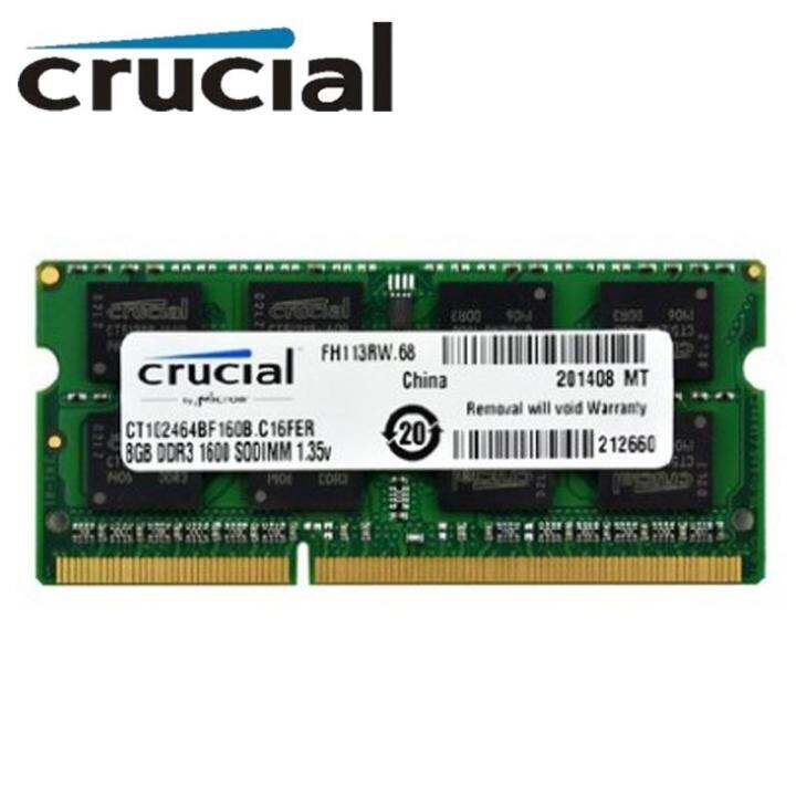 Crucial RAMs 8GB DDR3เดี่ยว/DDR3L 1600 Mt/ S (PC3-12800) หน่วยความจำ204พินแบบถอดออกได้ ...