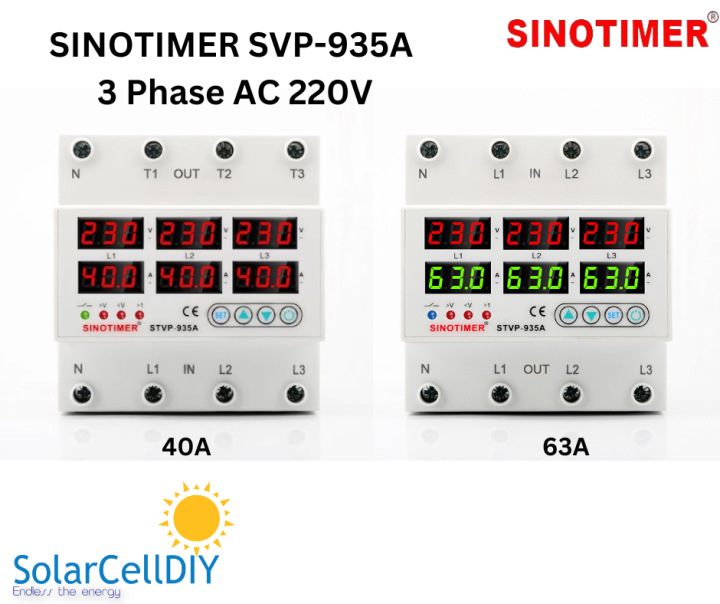 SINOTIMER SVP-935A 3 Phase AC 220V การวัดเบรกเกอร์ แรงดันไฟฟ้า และป้องกันการรั่วไหล | Lazada.co.th