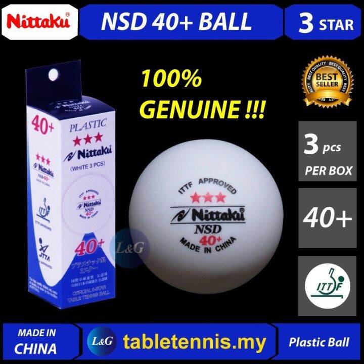 100% Genuine Nittaku Ball 3-Star NSD 40+ Official Table Tennis Ball Bola Ping Pong Original 3 ...