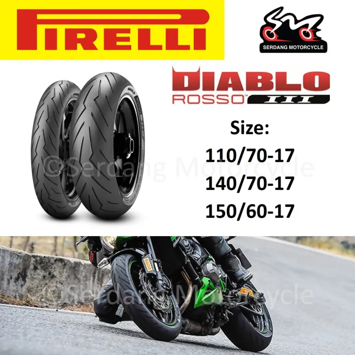 PIRELLI Diablo Rosso 3 III R25 R15 MT15 MT25 Ninja250 Z250 CBR250RR Diablo Rosso Sport DRS Tyre ...