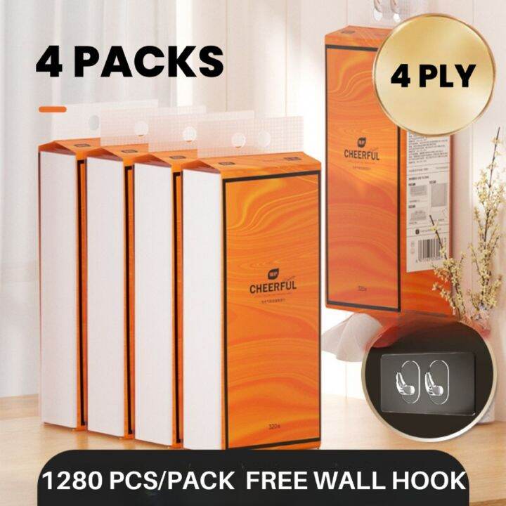 Air Cushion Cheerful Tissue 4-Ply 1280's (4 Packs) [1 Carton] | Lazada