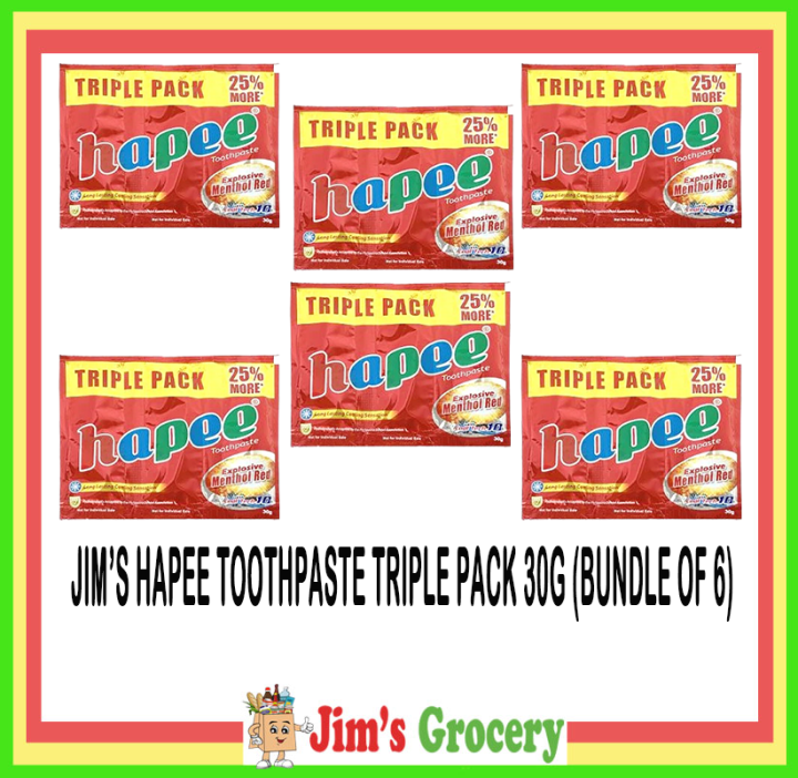 JIM'S HAPEE TOOTHPASTE TRIPLE PACK (MENTHOL RED) 30G (BUNDLE OF 6 ...