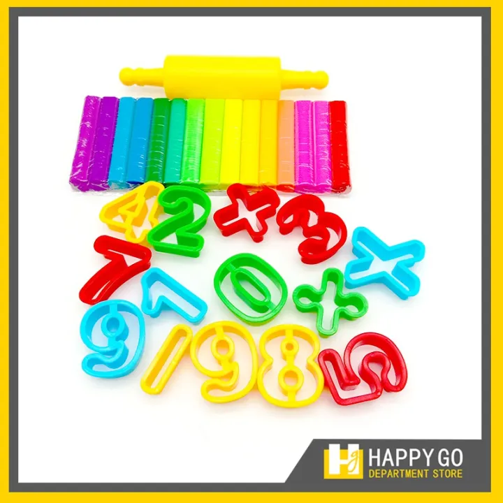 Happy Go Kid Art Modeling Clay with Letters and Numbers Molds Non-Toxic ...