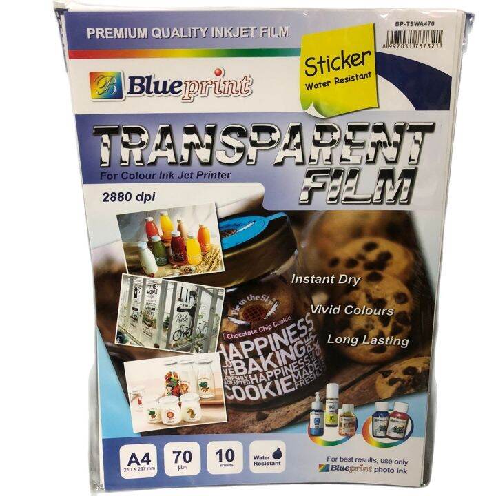 Stiker Transparan Tahan Air BLUEPRINT Transparent Sticker Waterproof A4 ...