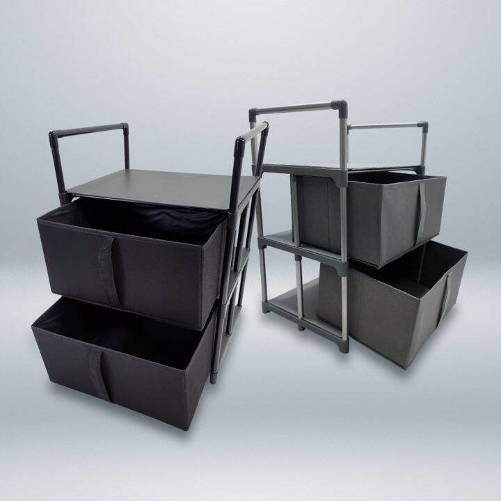 ORANGE Rak 3 Susun 2 Laci Kain Linen - Rak Penyimpanan Sisi Ranjang ...