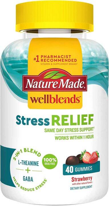 Nature Made Wellblends Stress Relief Gummies, L-theanine to help reduce ...