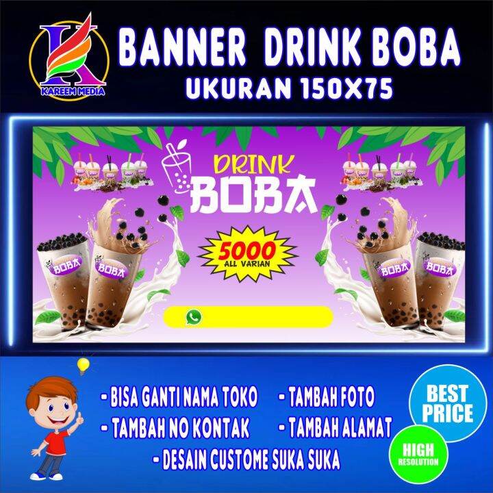 Banner Spanduk Minuman Boba Viral Anti Galau/ Cetak Spanduk Boba Drink ...