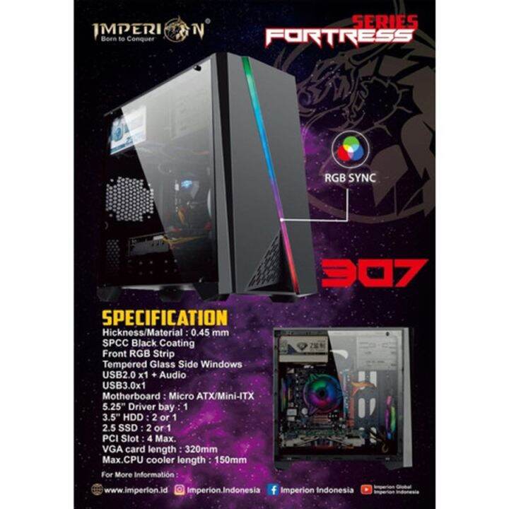 Imperion Casing Fortress 307 ( include 1 Fan RGB + 1 LED Strip ) | Lazada Indonesia