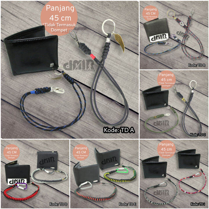 Rantai Tali Dompet Pria Paracord 45 cm Punk Skull Tengkorak Daun Sayap ...