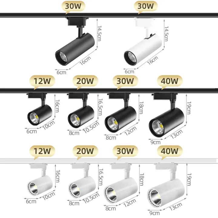 Led Track Light Wall Lamp 220v Cob Track Spotlights 12W 20W 30W 40W Aluminum Track Rail Lighting ...