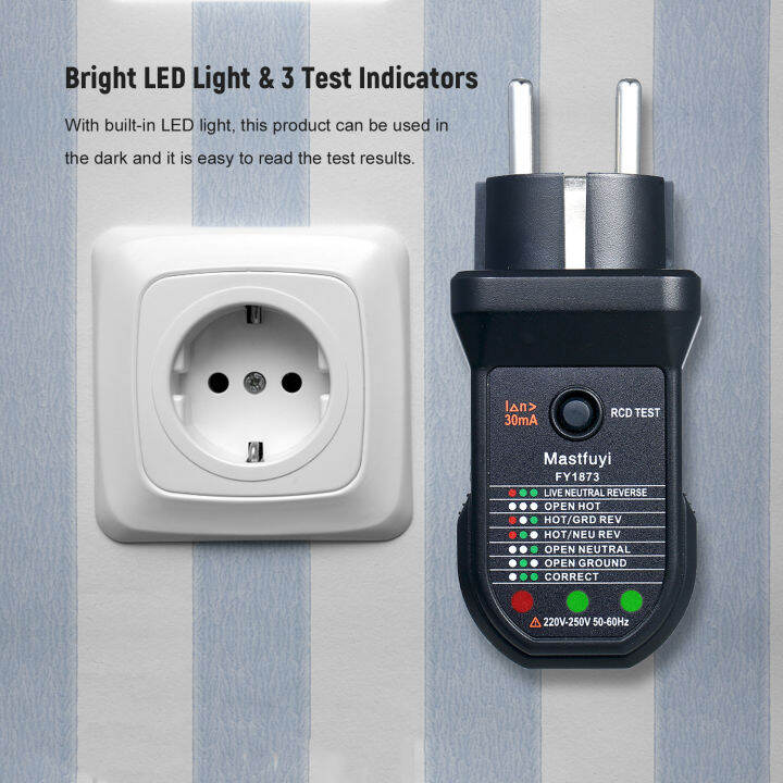 TDigitals FUYI Advanced RCD Electric Socket Tester Automatic Neutral ... TDigitals FUYI Advanced RCD Electric Socket Tester Automatic Neutral ...