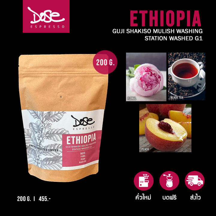 เมล็ดกาแฟ Ethiopia Guji Shakiso Mulish Washing Station Washed G1 คั่ว ...