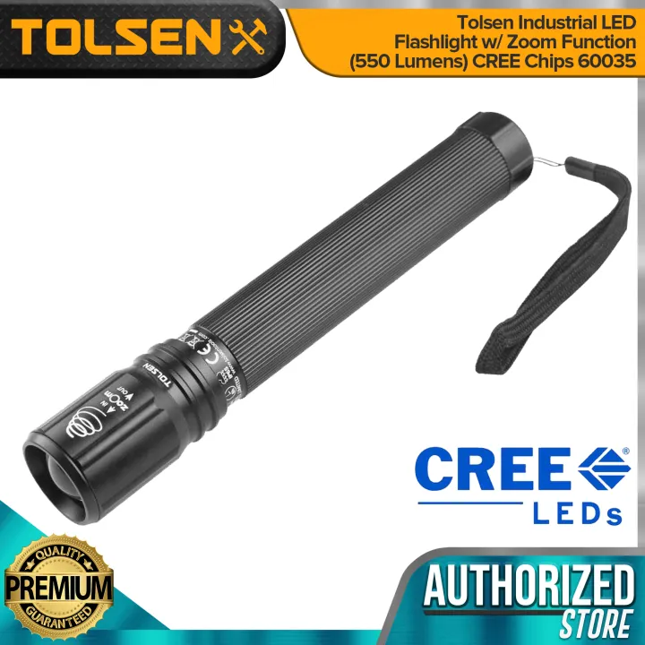 Tolsen Industrial LED Flashlight w/ Zoom Function (550 Lumens) CREE ...