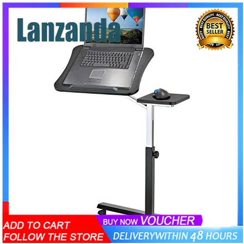 Portable Laptop Desk with Mouse Pad, Rolling Computer Stand with ...