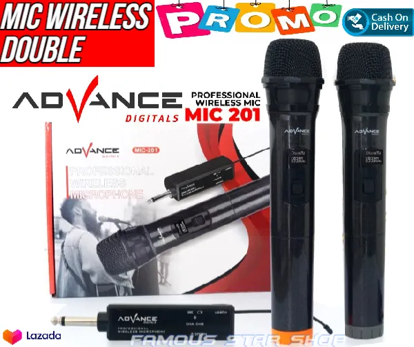Mic DOUBLE Profesional Wireless Microphone ADVANCE mic 201 / Mic Tanpa ...