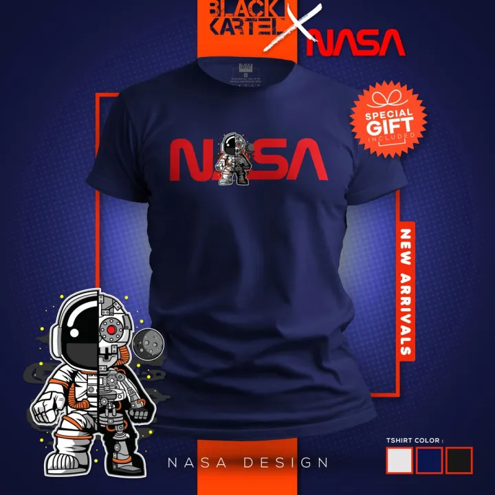 Ready Stock! [ BAJU / T SHIRT BLACK KARTEL NASA - RobotIC ] Astronaut ...