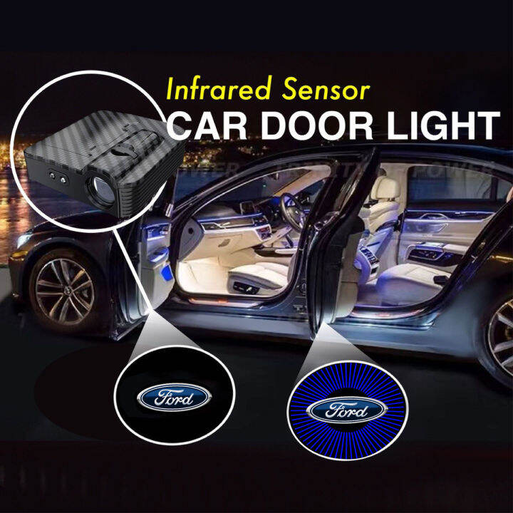 (FORD) 2PCS Infrared Sensor Welcome Light Wireless Car Logo Door Light ...
