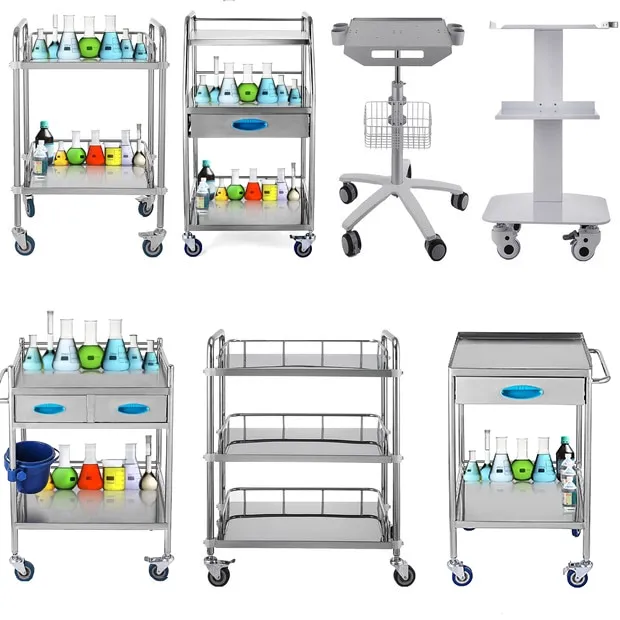 VEVOR Medical Dental Lab Trolley With 2-3 Shelves Stainless Steel ...