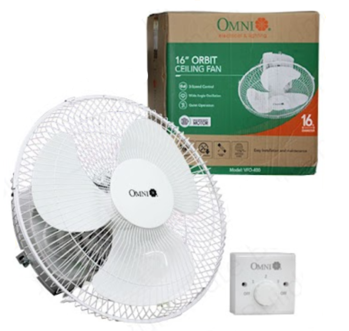 OMNI Ceiling Mounted Orbit Electric Fan 16" Inch 3 Speed Settings House ...