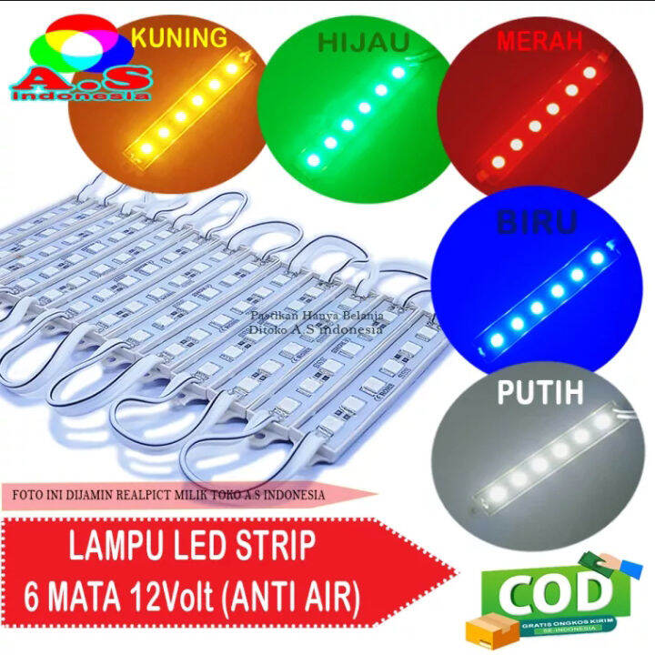 Lampu Dekorasi / Kolong Motor/Mobil Led Strip 6Mata SMD 5050 DC 12 Volt TAHAN AIR | Lazada Indonesia