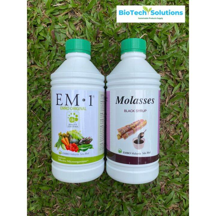 ♘EM1 Emro Orginal + Molasses EMRO (EMAS) 1 Litre each, soil conditioner ...