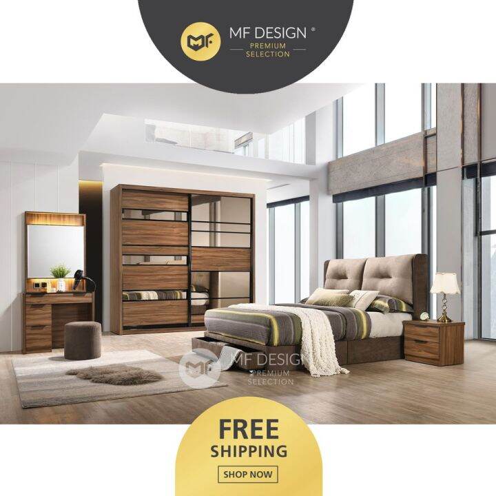 MFD Premium Bedroom Set 4 / King Queen Bed / 8X8 Wardrobe / Dresser ...