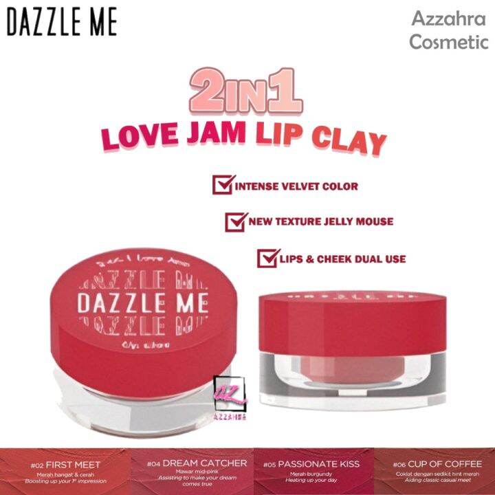 DAZZLE ME 2-in-1 Love Jam Lip Clay | BPOM Lipstik Blush Multifungsi | Lazada Indonesia