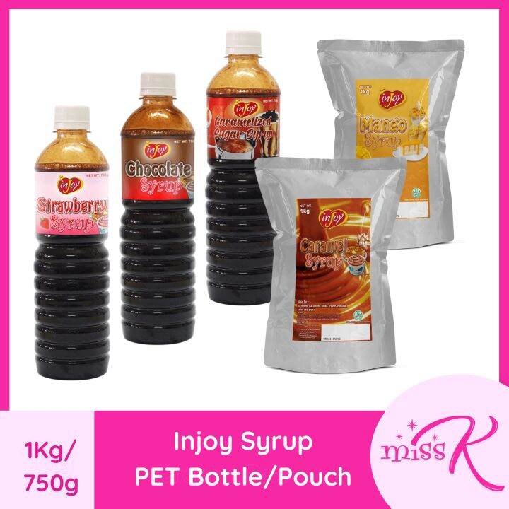 Injoy Syrup | Chocolate | Caramel | Strawberry | Mango Pouch and PET ...