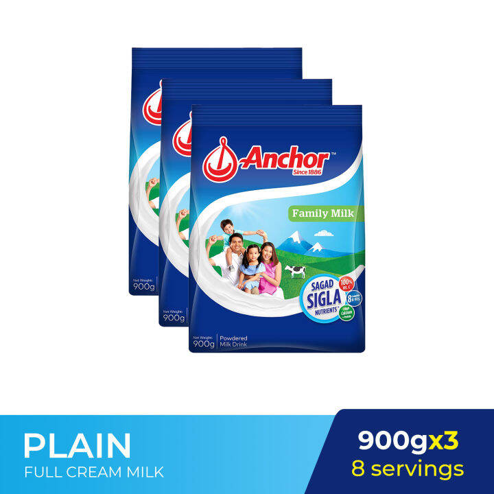 Anchor Family Milk Powder Plain 900G x3 | Lazada PH