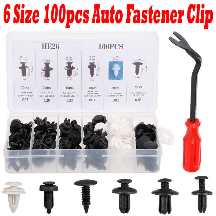 100PCS boxed buckle universal car bumper door panel clip trunk mudguard ...