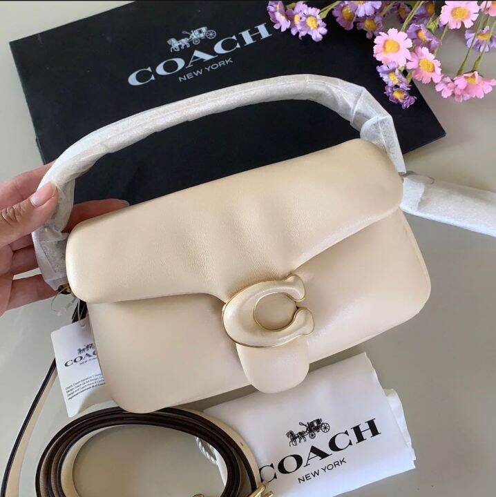 Coach C3880 Pillow Tabby Shoulder Bag 18 in Ivory Nappa Leather with ...