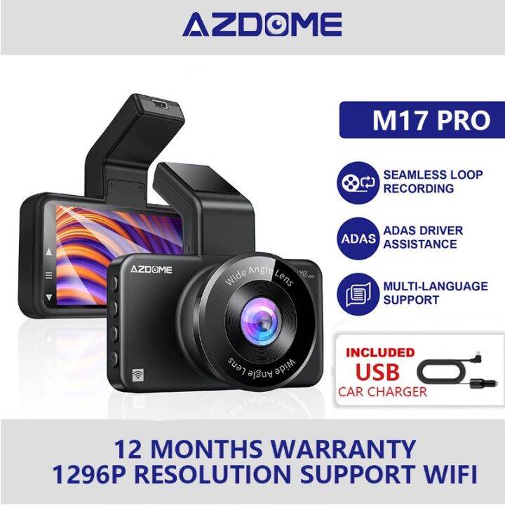 AZDOME M17 PRO 1296P Full HD Dual Channel Front Dashcam Night Vision ...