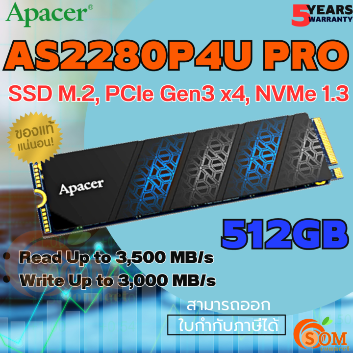512GB SSD (เอสเอสดี) APACER M.2 NVMe/PCIe Gen3x4 (AS2280P4U PRO) 3D NAND - (5Y) ของแท้ | Lazada ...