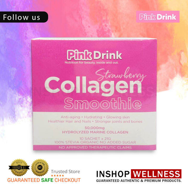 PINK DRINK COLLAGEN with 10,000mg Hydrolyzed Marine Collagen - 10 ...